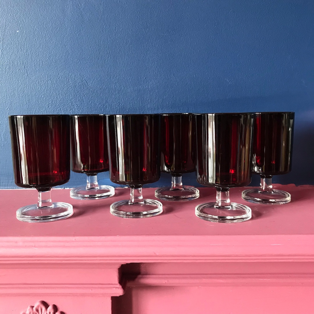 6 X Vintage Ruby Red French Liqueur Glasses - Etsy