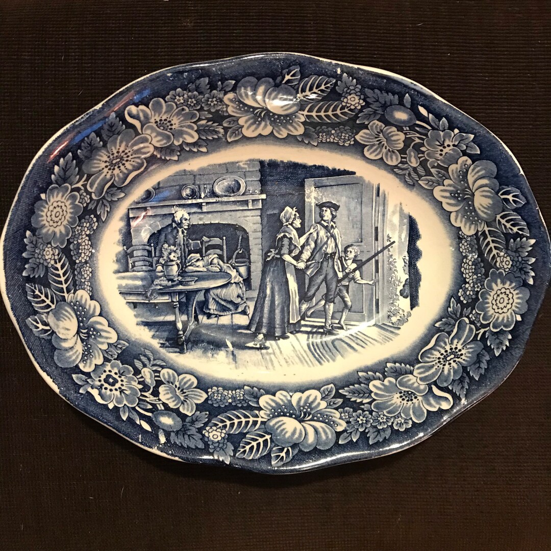 2 X Liberty Blue Colonial Scene Vegetable Serving Dishes - Etsy