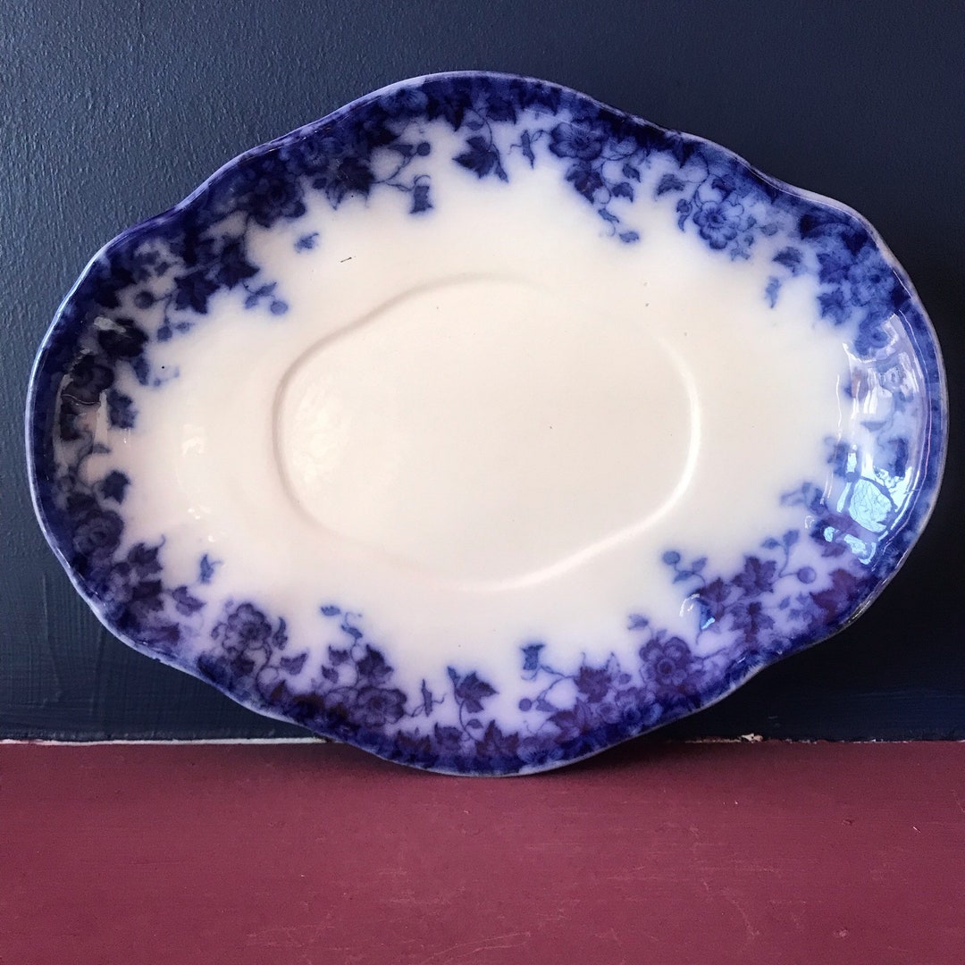 Antique Flow Blue China Small Serving Platter - Etsy