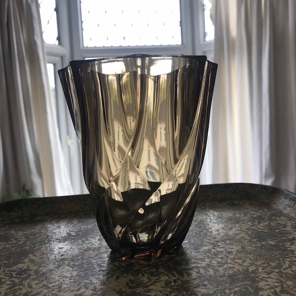 Smoked Glass Vase - Etsy UK