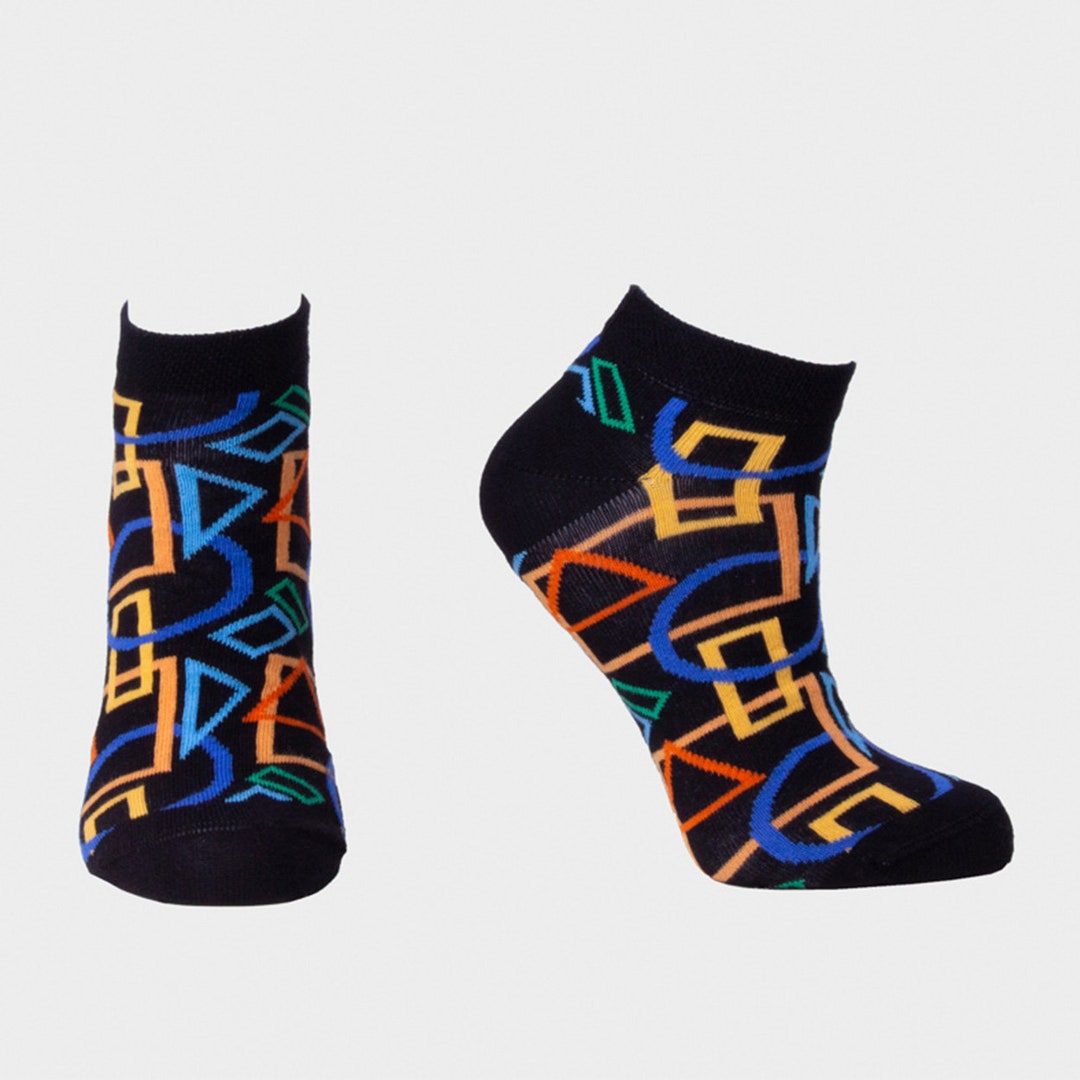 Colorful Sneaker Socks Shapes Mathematics Funny Socks Geometry ...