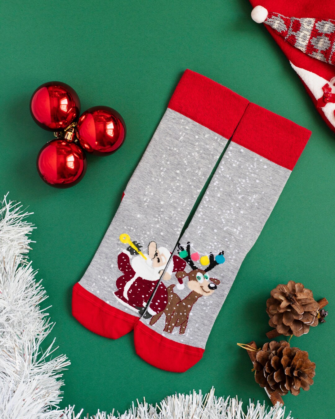 Christmas Socks Christmas Gift Merry Christmas Santa Claus Reindeer ...