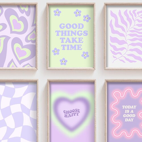 Purple Danish Pastel Poster Set Aesthetic Room Decor - Etsy