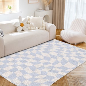 Funky Checkered Rug in Pastel Blue Danish Pastel Decor Rug Bedroom ...