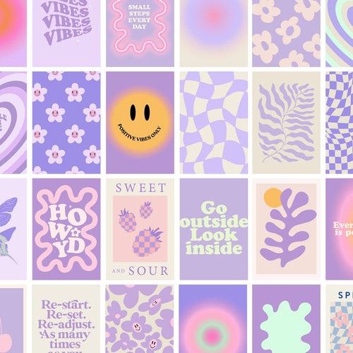 Purple Danish Pastel Poster Set Aesthetic Room Decor - Etsy