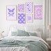 Purple Danish Pastel Poster Set Y2K Aesthetic Room Decor Pinterest Prints Butterfly Swirl Flower ...