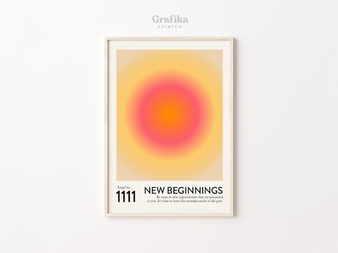 Angel Number 1111 Poster Trendy Gradient Aura Energy Spiritual Wall Art ...
