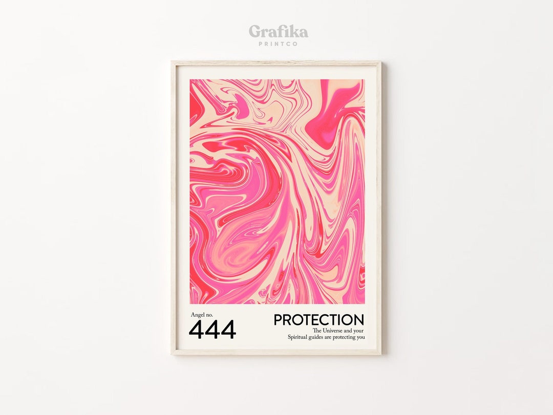 Angel Number 444 Poster Trendy Pink Abstract Swirl Liquid - Etsy
