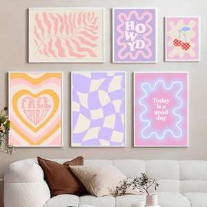 Purple Pink Danish Pastel Poster Set Pinterest Prints Aesthetic Room Decor Postive Quote Matisse ...