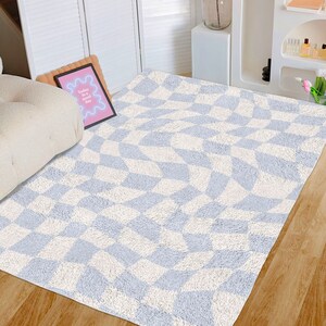 Funky Checkered Rug in Pastel Blue Danish Pastel Decor Rug Bedroom ...