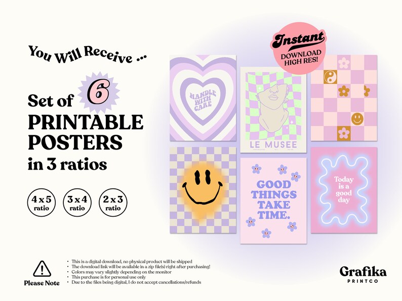 Danish Pastel Purple Pink Poster Set Pinterest Prints - Etsy