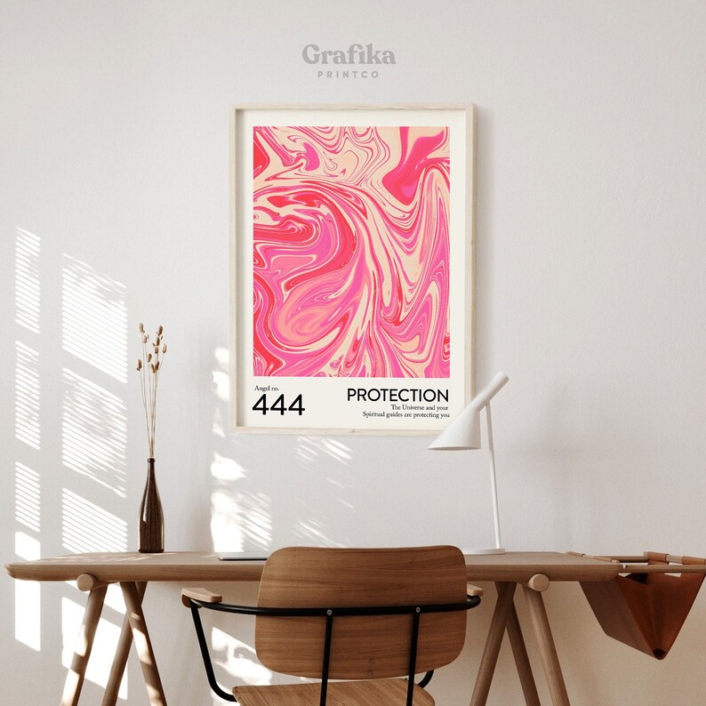 Angel Number 444 Poster Trendy Pink Cute Swirl Liquid Aura - Etsy