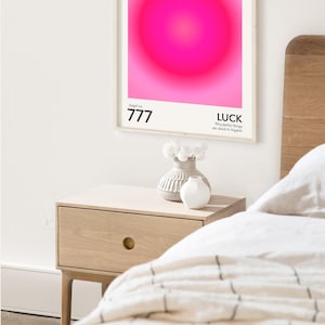 Angel Number 777 luck Poster Trendy Pink Gradient Aura Energy Spiritual ...