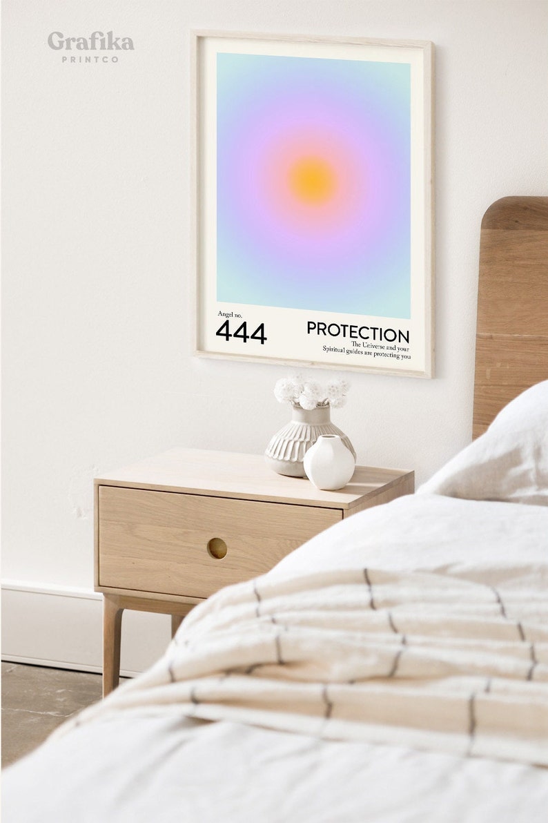 Angel Number 444 Poster Trendy Purple Blue Gradient Aura - Etsy