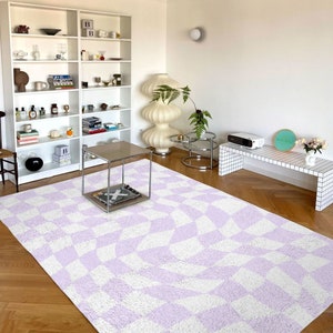 Lilac Checkered Carpet Funky Purple Danish Pastel Decor Rug Bedroom ...