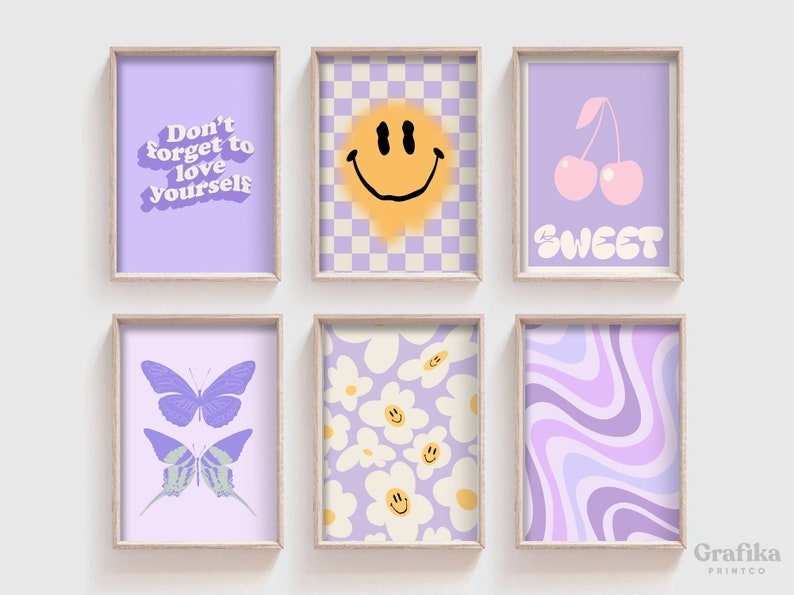 Purple Danish Pastel Poster Set Y2K Aesthetic Room Decor - Etsy