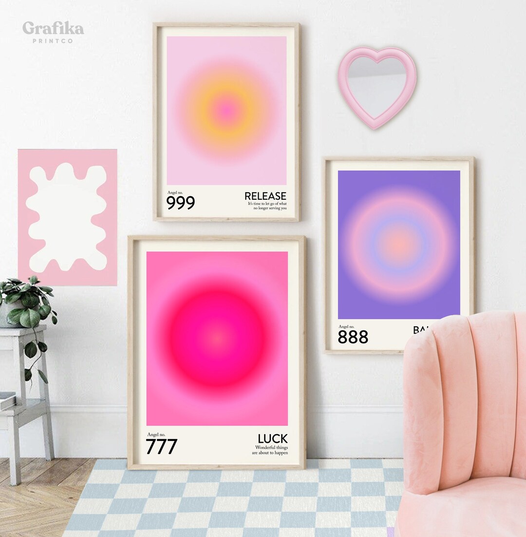 Angel Number Gradient Printable Set 777 888 999 Aura - Etsy