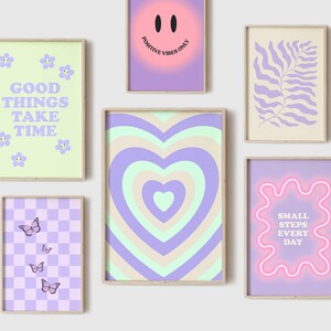 Purple Pink Danish Pastel Poster Set Y2K Aesthetic Room Decor Pinterest Prints Butterfly Flower ...