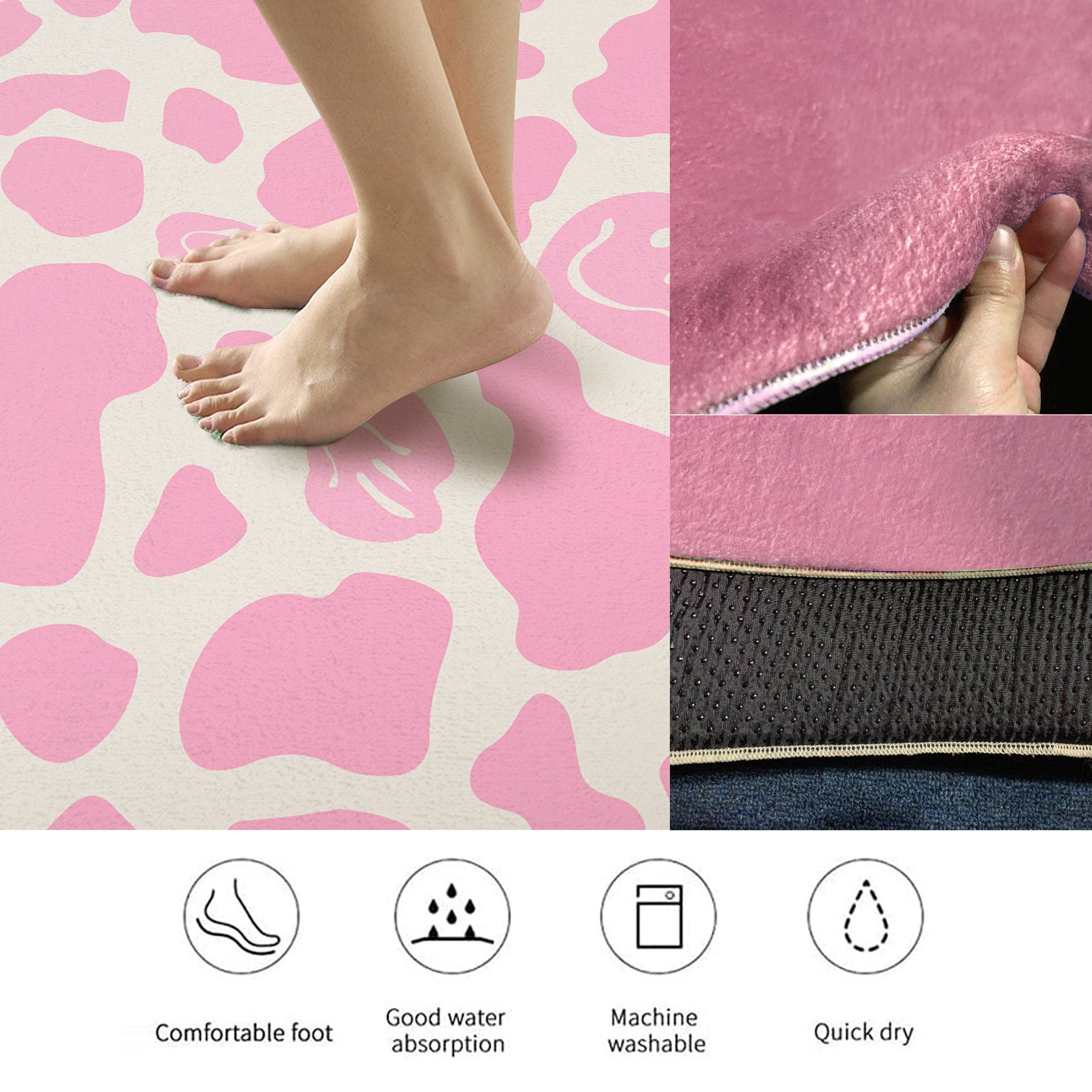 Pink Smiley Cow Print Carpet Funky Danish Pastel Decor Rug - Etsy