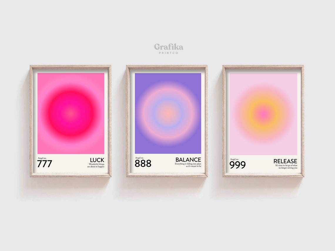 Angel Number Gradient Printable Set 777 888 999 Aura - Etsy