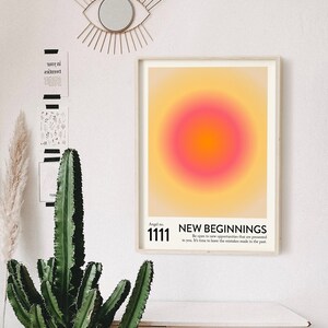 Angel Number 1111 Poster Trendy Gradient Aura Energy Spiritual Wall Art ...