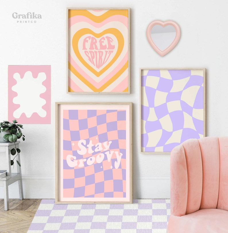 Purple Pink Danish Pastel Poster Set Pinterest Prints - Etsy UK