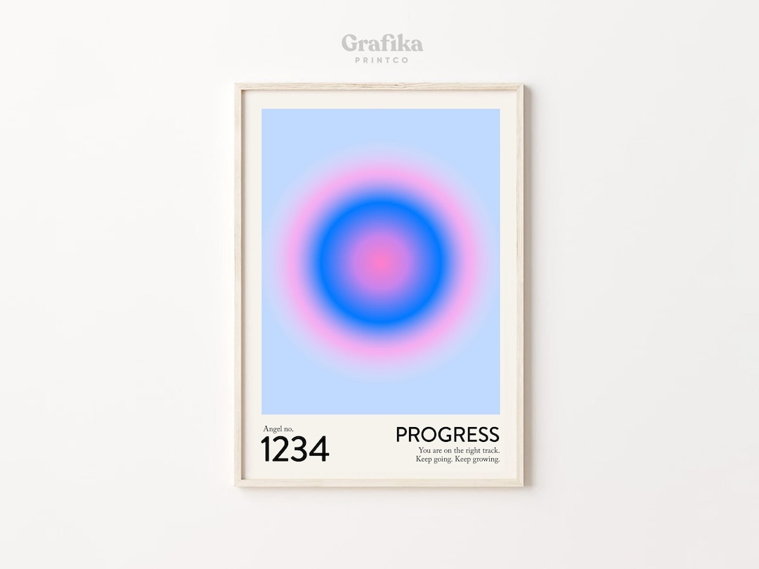 Angel Number 1234 Poster Trendy Gradient Aura Energy Spiritual Wall Art ...