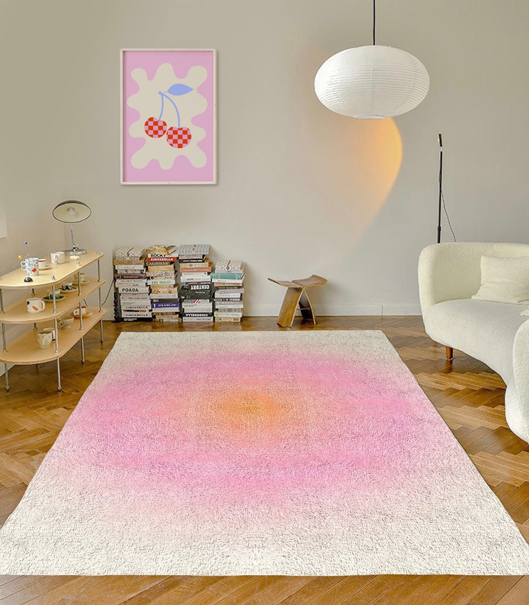 Soft Pink Minimalist Carpet Funky Modern Danish Pastel Decor Rug ...