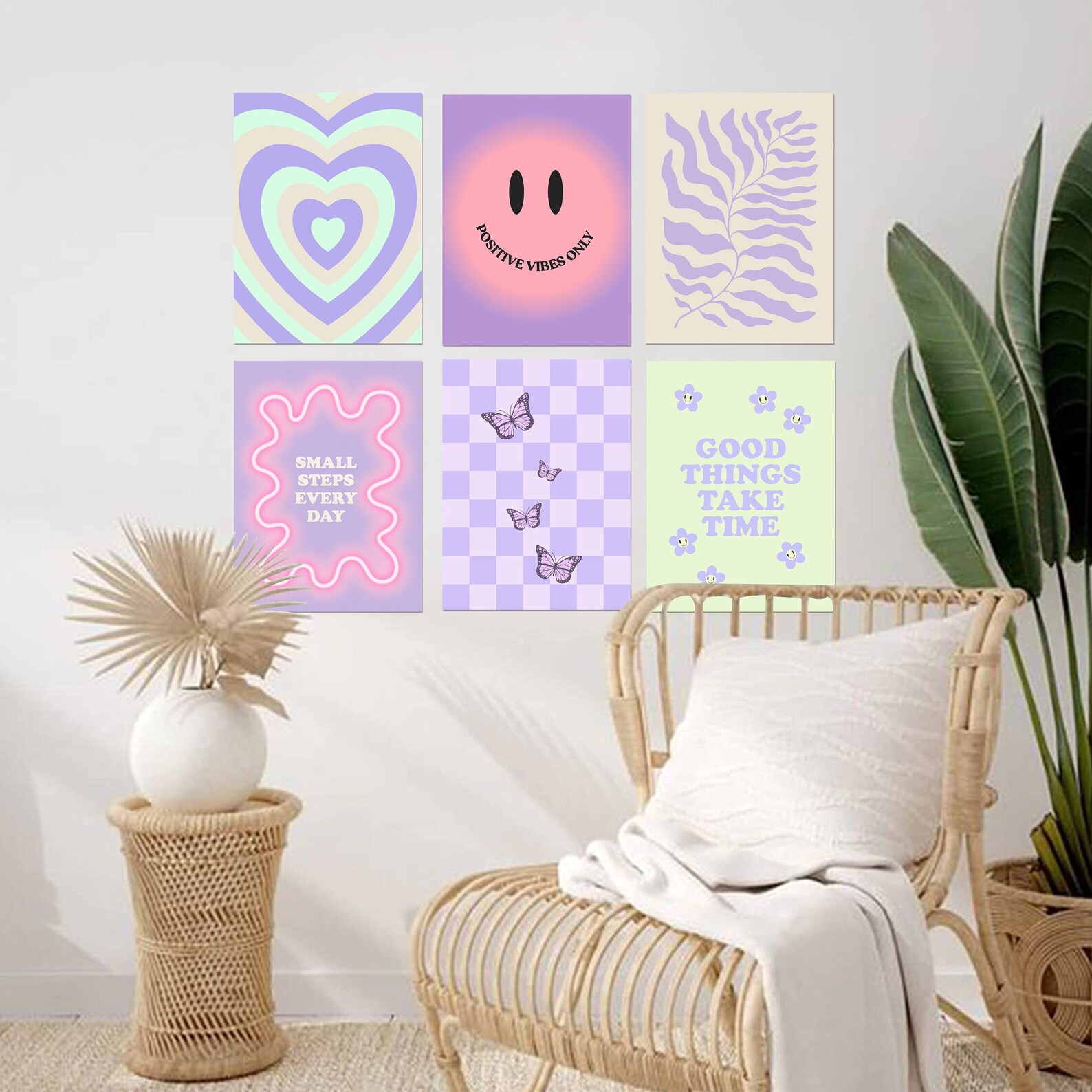 Purple Pink Danish Pastel Poster Set Y2K Aesthetic Room - Etsy