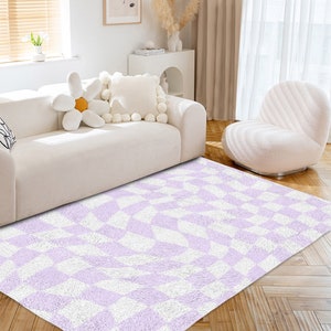 Lilac Checkered Carpet Funky Purple Danish Pastel Decor Rug Bedroom ...