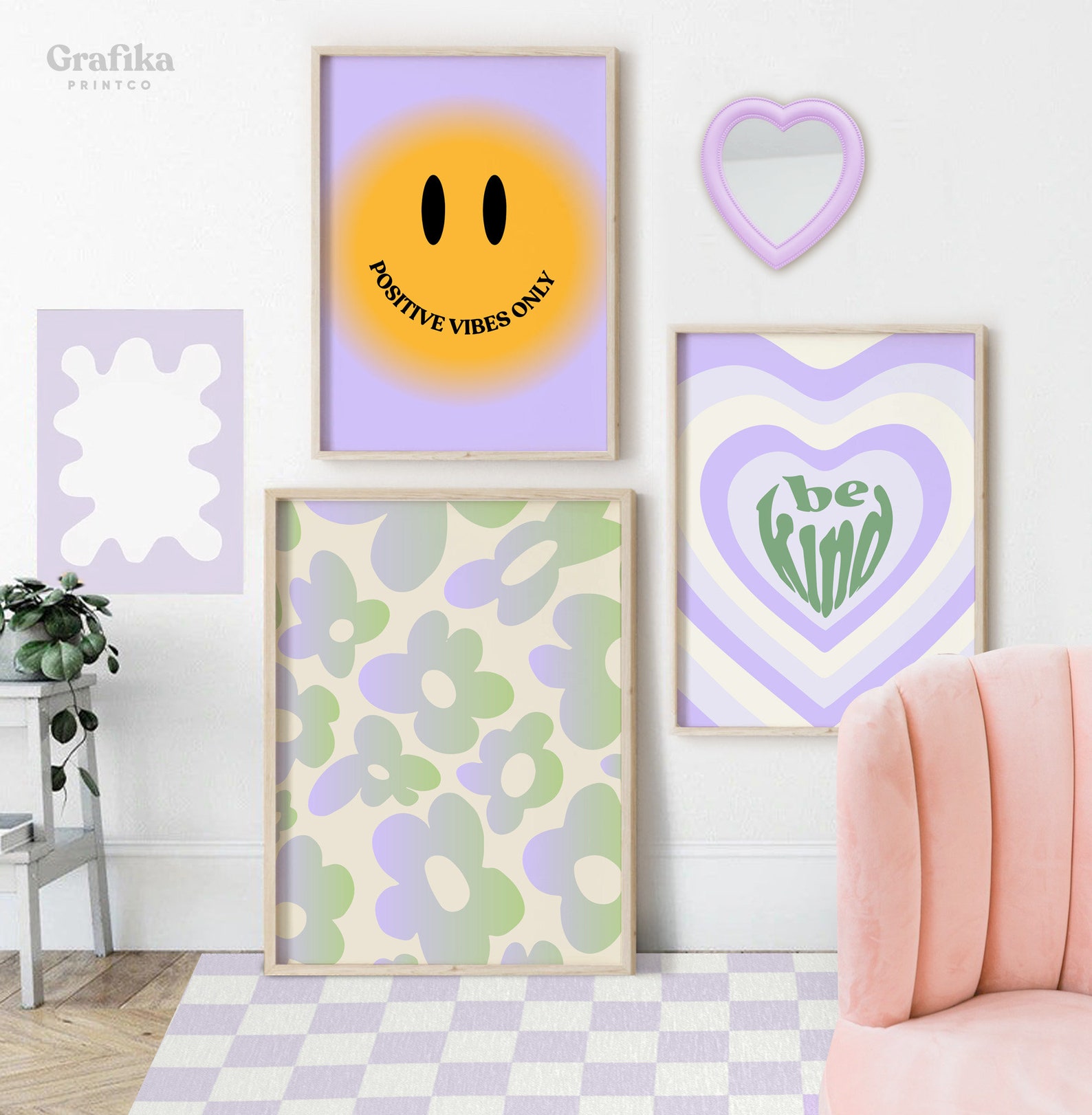 Purple Danish Pastel Poster Set Aesthetic Room Decor - Etsy