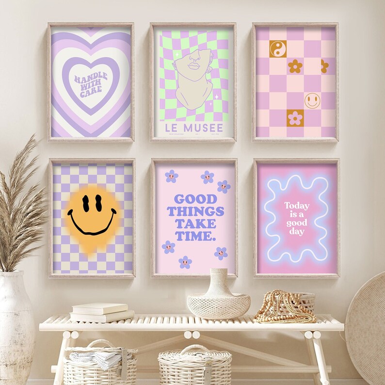 Danish Pastel Purple Pink Poster Set Pinterest Prints - Etsy