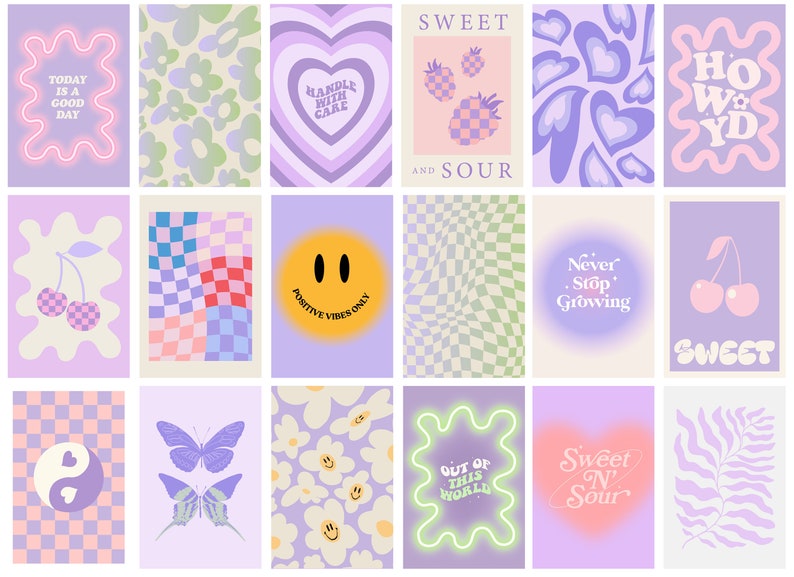 Purple Aesthetic Wall Collage 36 Physical Prints 4x6 Danish Etsy