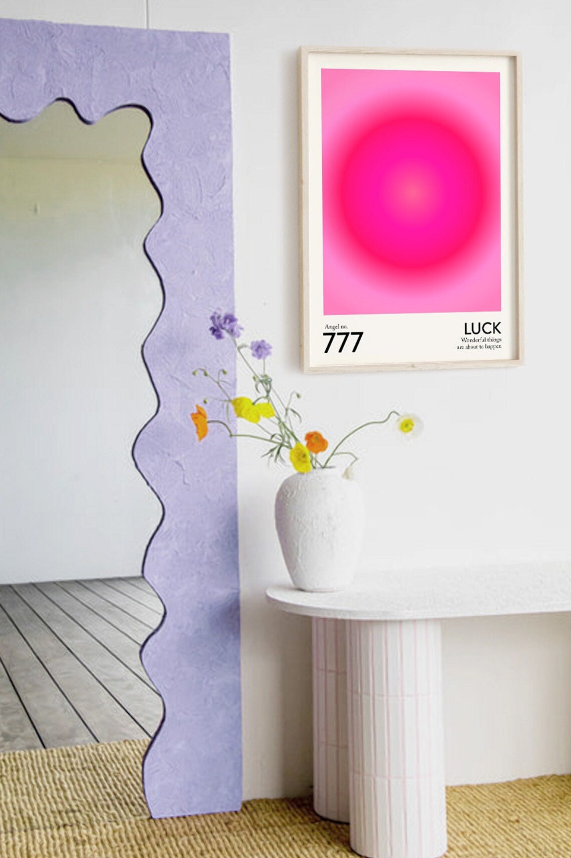 Angel Number 777 luck Poster Trendy Pink - Etsy