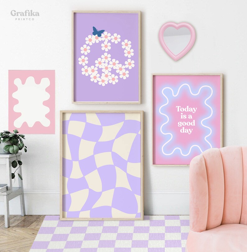 Purple Pink Danish Pastel Poster Set Pinterest Prints - Etsy