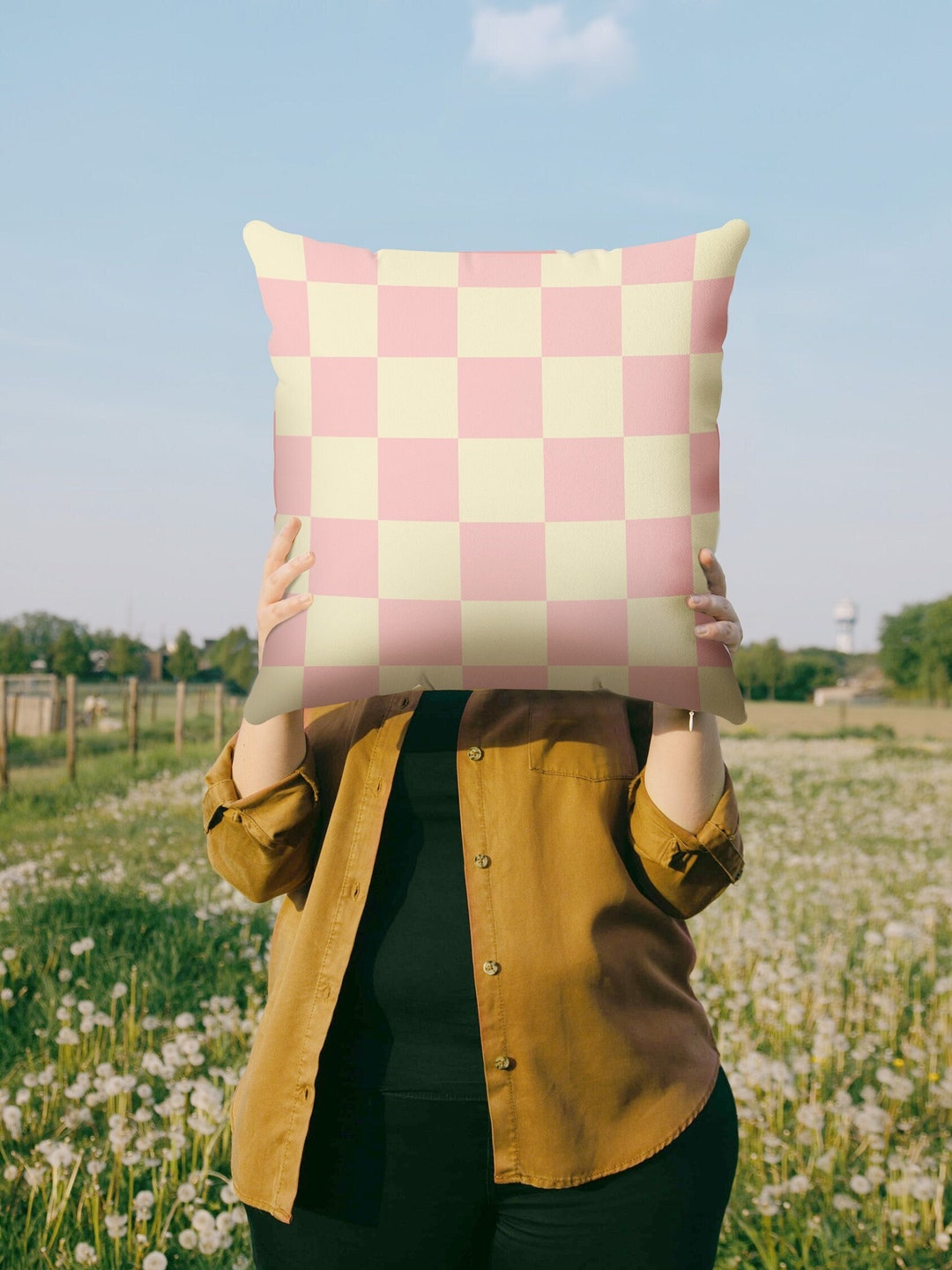 Pink Check Danish Pastel Pillow Cover Aesthetic Cushion 20x20 16x16 ...