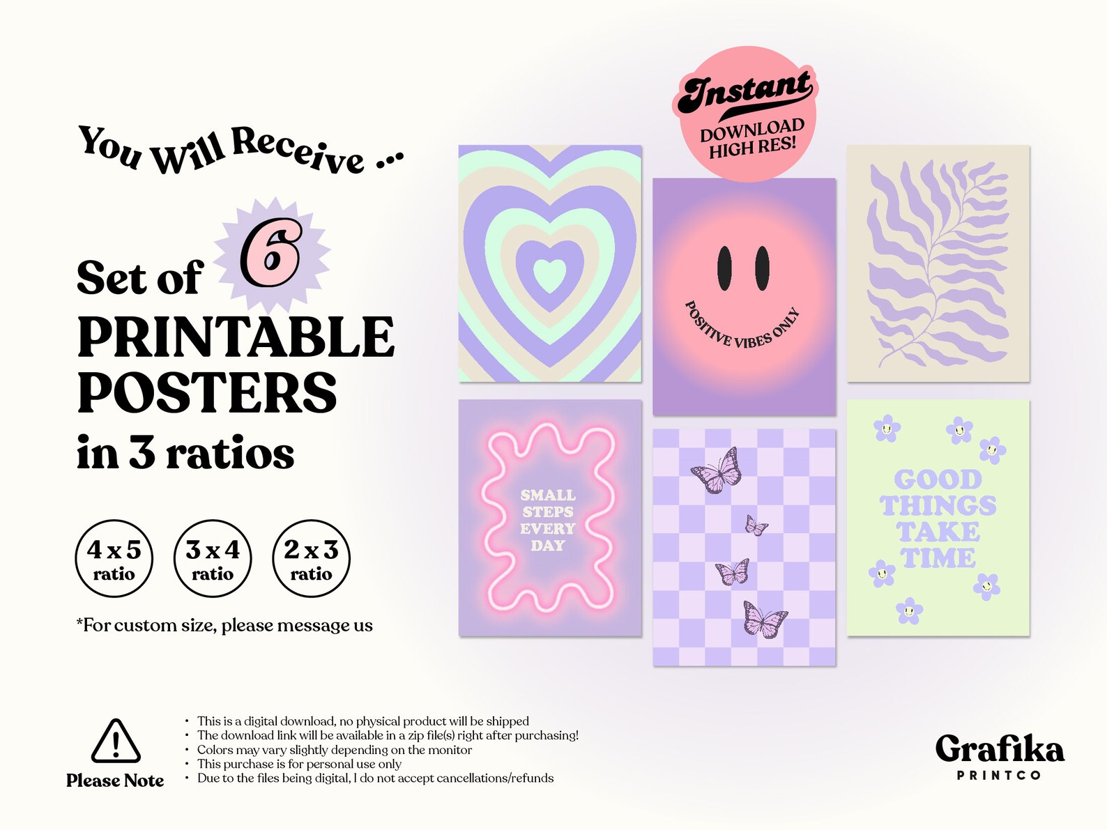 Purple Pink Danish Pastel Poster Set Y2K Aesthetic Room - Etsy