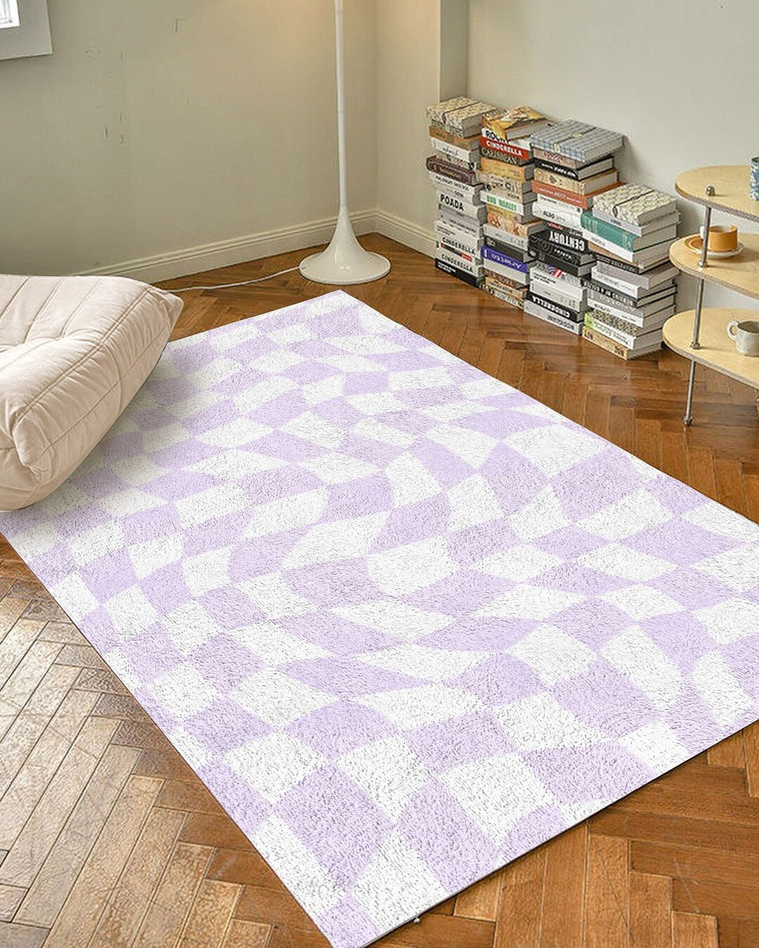 Lilac Checkered Carpet Funky Purple Danish Pastel Decor Rug Bedroom ...