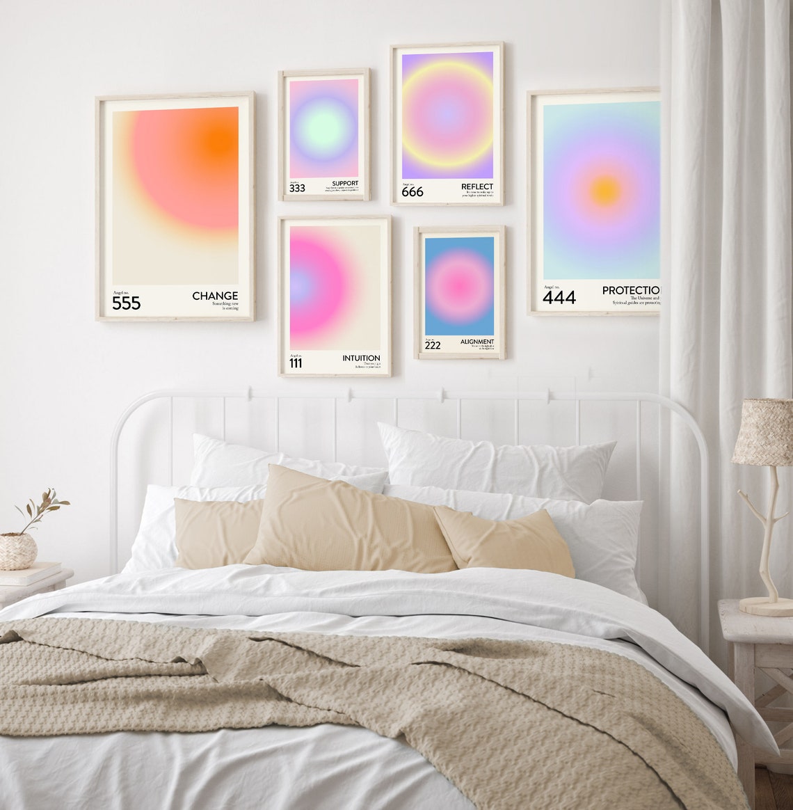 Angel Number Poster Set of 6 Trendy Gradient Aura Energy - Etsy