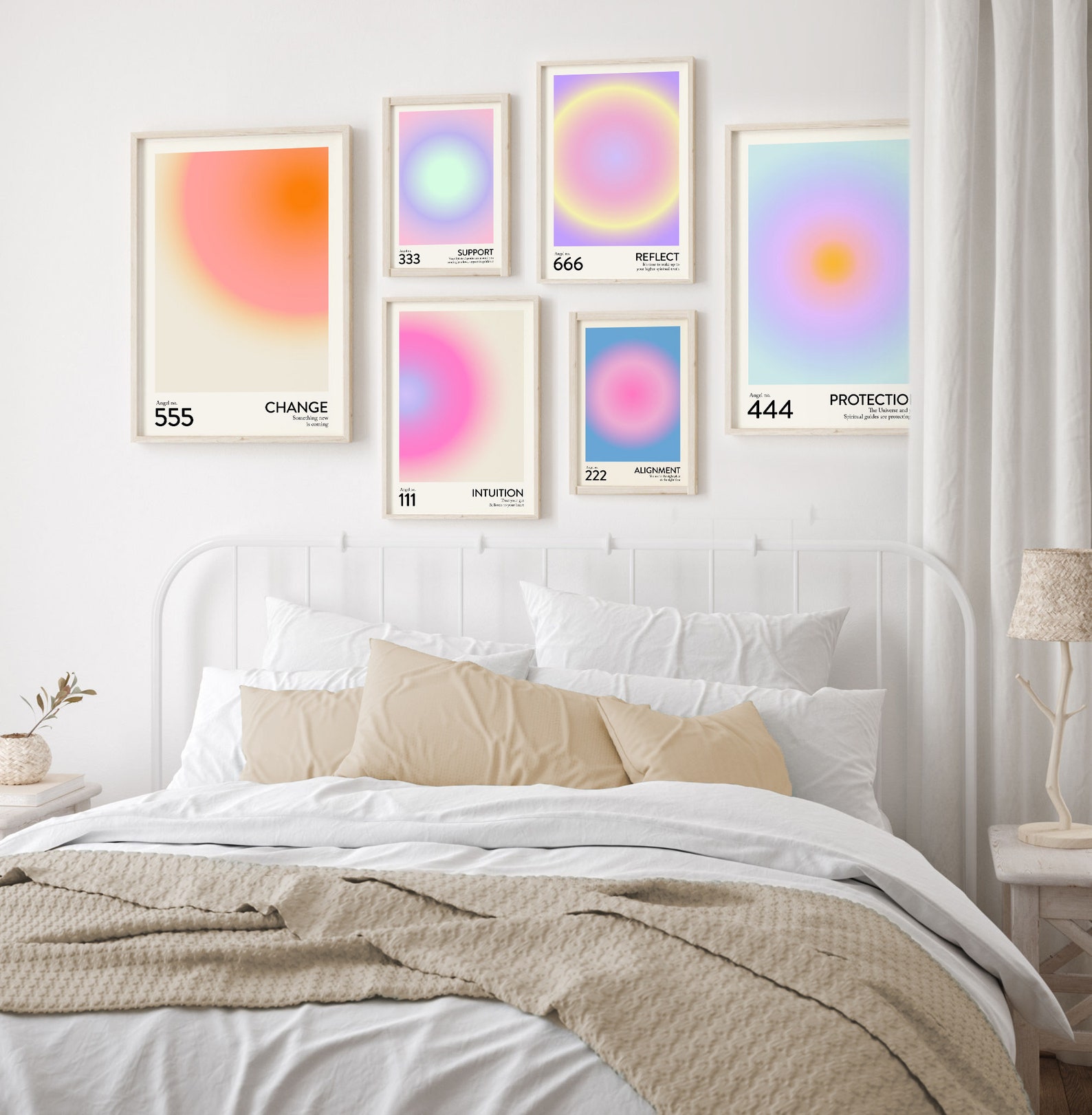 Angel Number Poster Set of 6 Trendy Gradient Aura Energy - Etsy