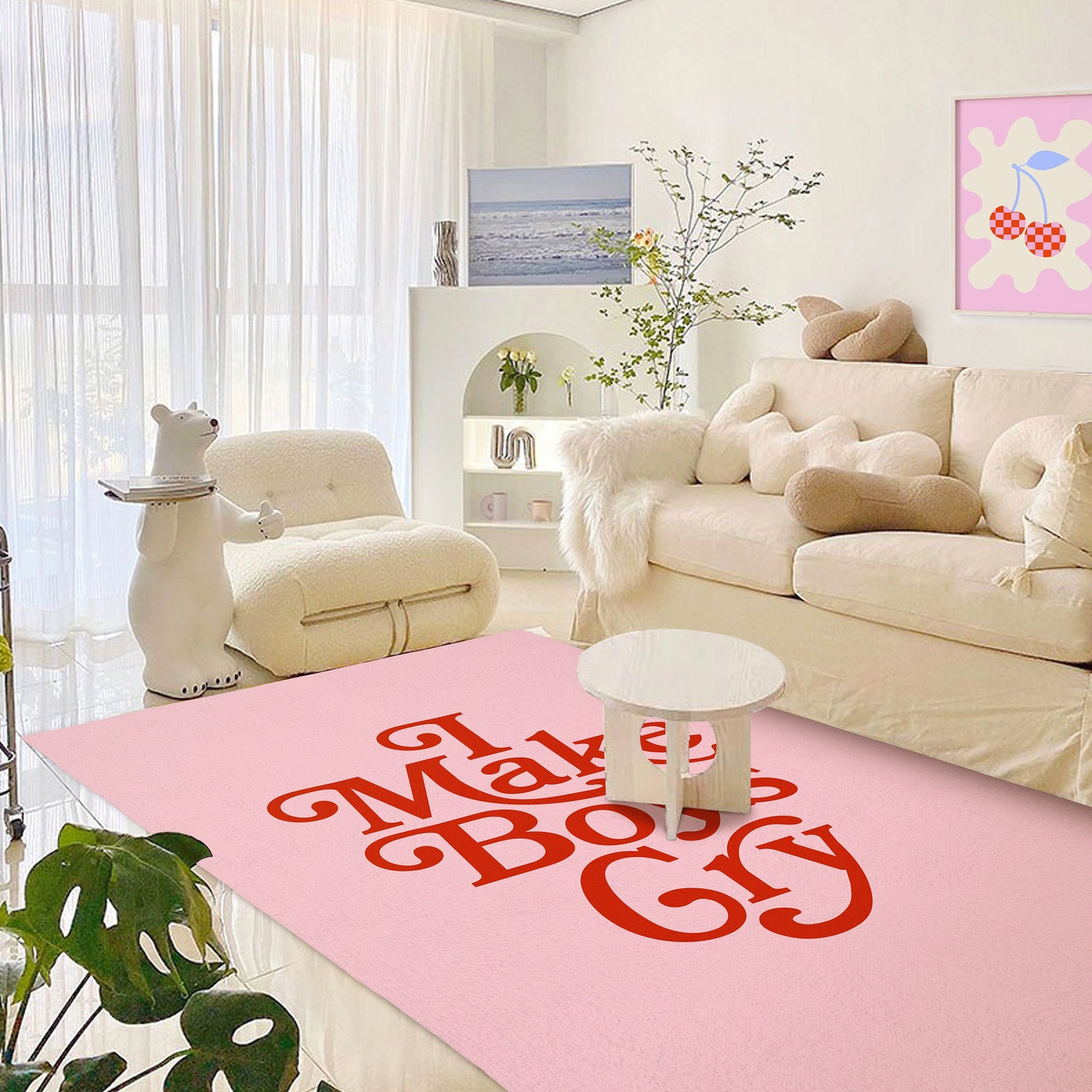 Retro Pink Aesthetic Carpet Funky Danish Pastel Decor Rug - Etsy