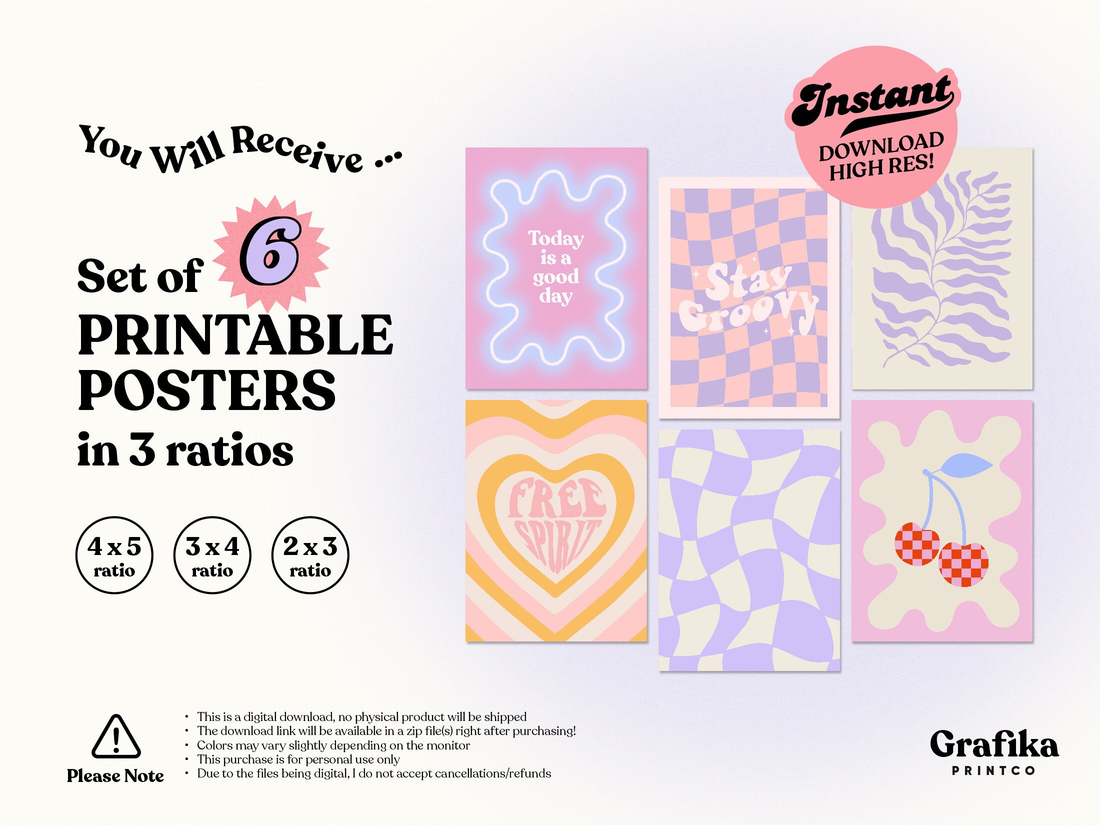 Purple Pink Danish Pastel Poster Set Pinterest Prints - Etsy UK