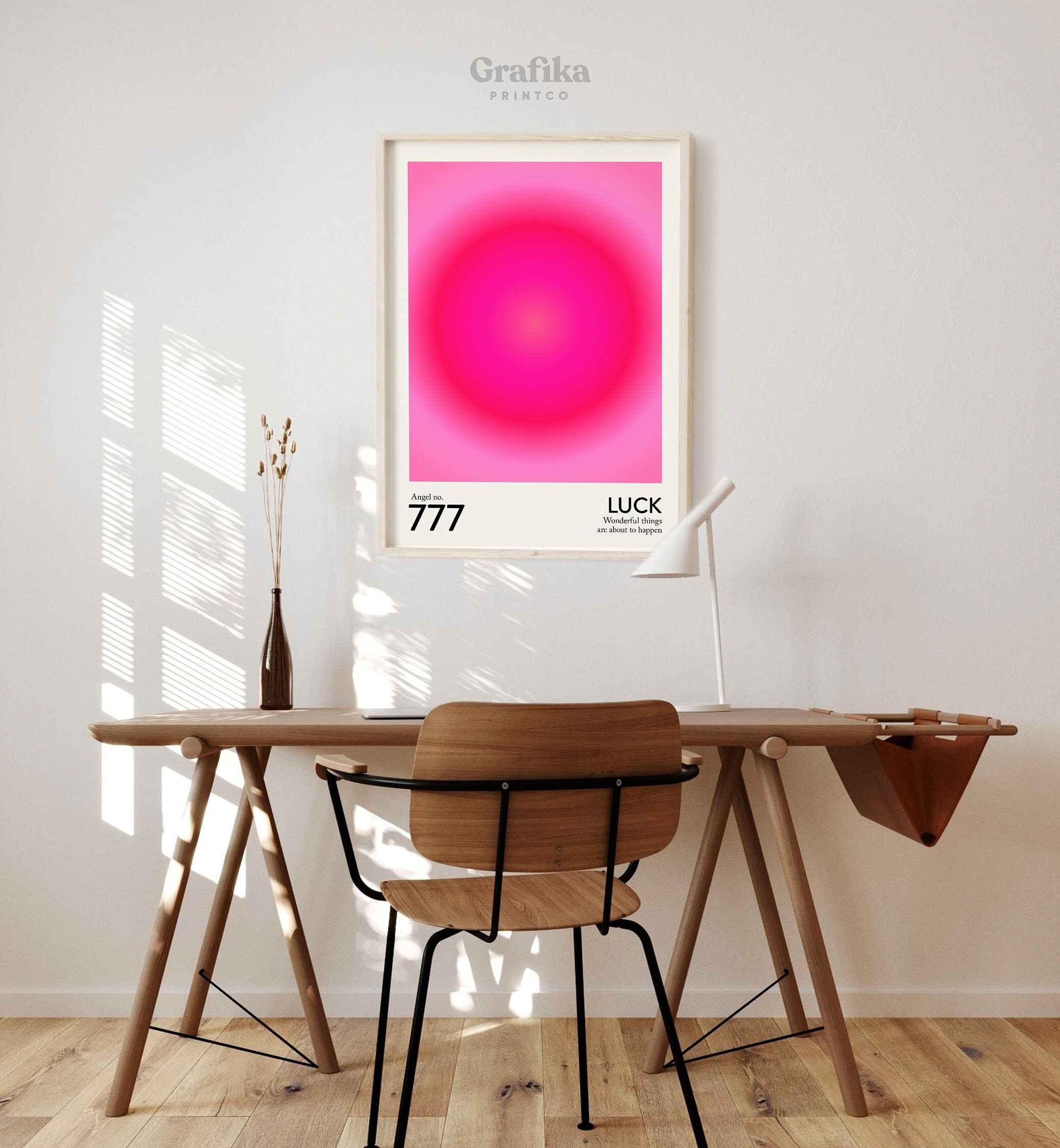Angel Number 777 luck Poster Trendy Pink - Etsy