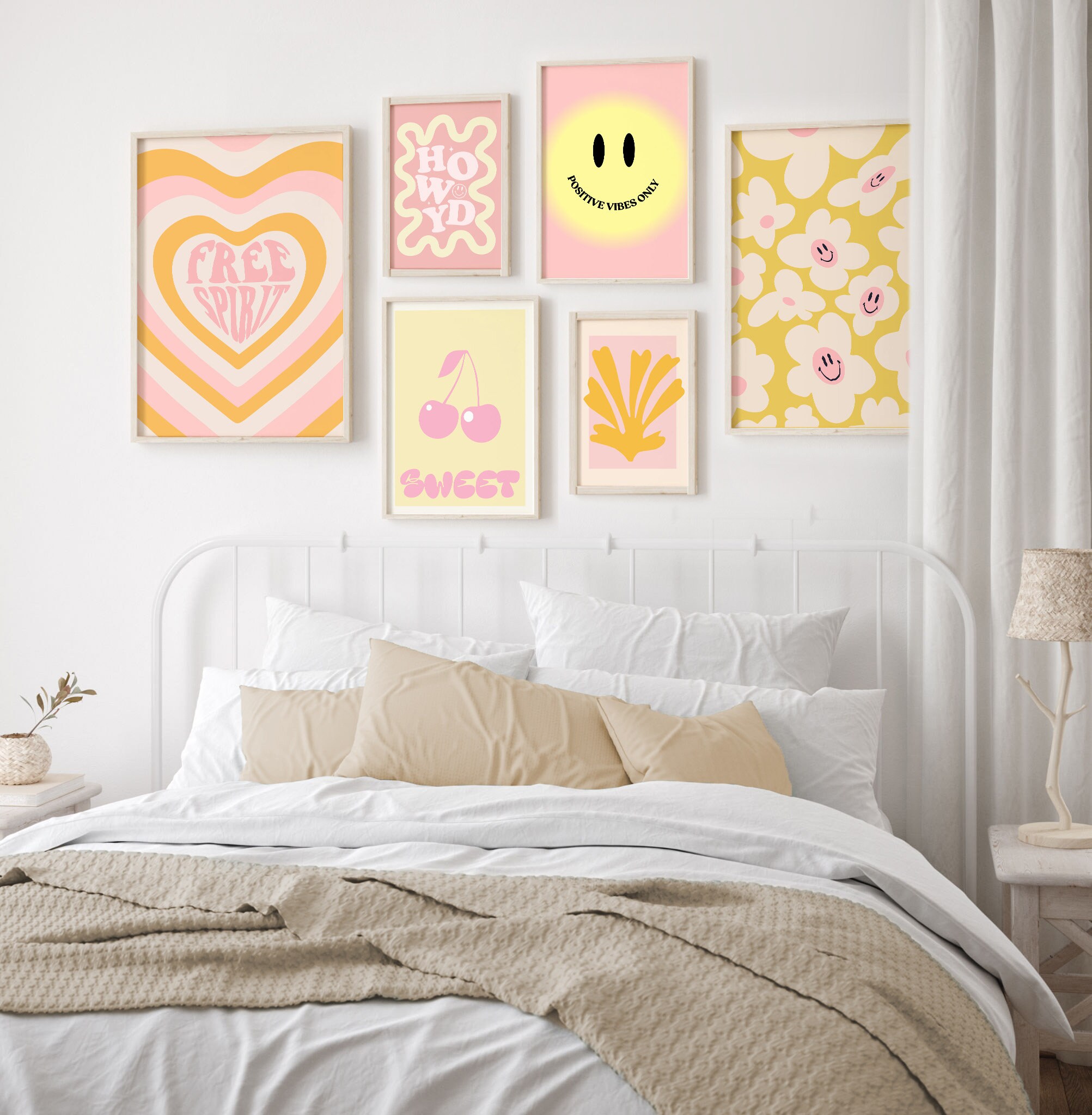 Retro Danish Pastel Printable Set Funky Pink Yellow Pastel - Etsy