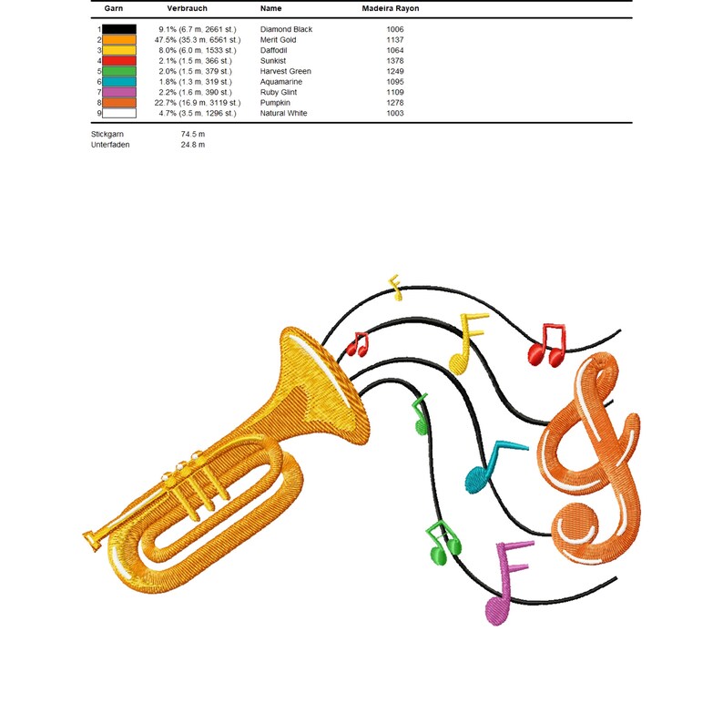 Flute Embroidery Designmusical Notes Embroidery Designparty - Etsy