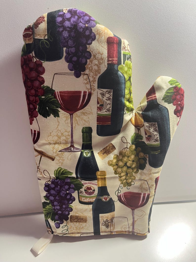 Oven Mitt, Pot Holder, Wine and Beer, Drinks, Fabric Coasters, Handmade ...