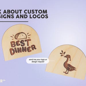 Custom Wood Arch Label Signs With Stand | Engraved Labels | Buffet Food ...