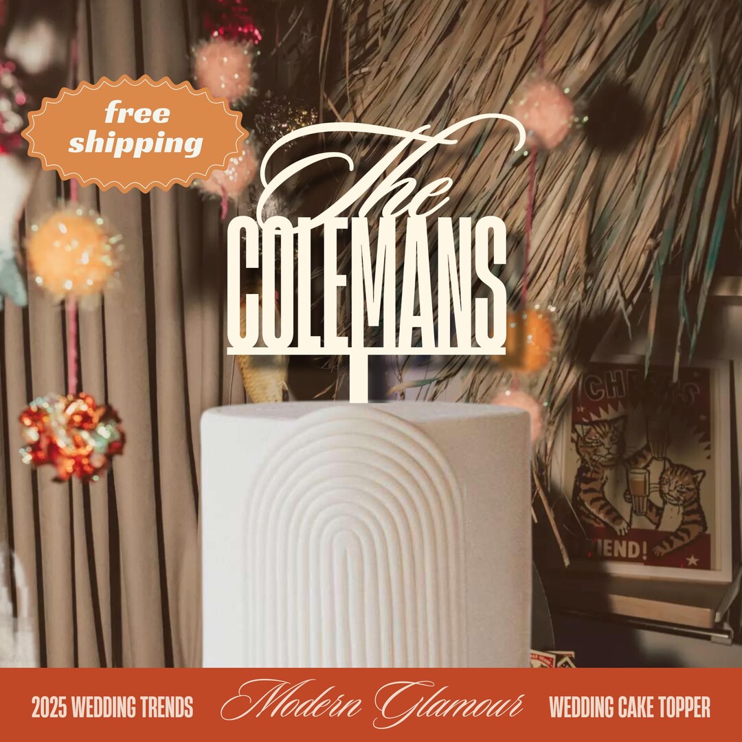 Personalized Modern Glamour Cake Topper | Vintage Luxury Hollywood ...