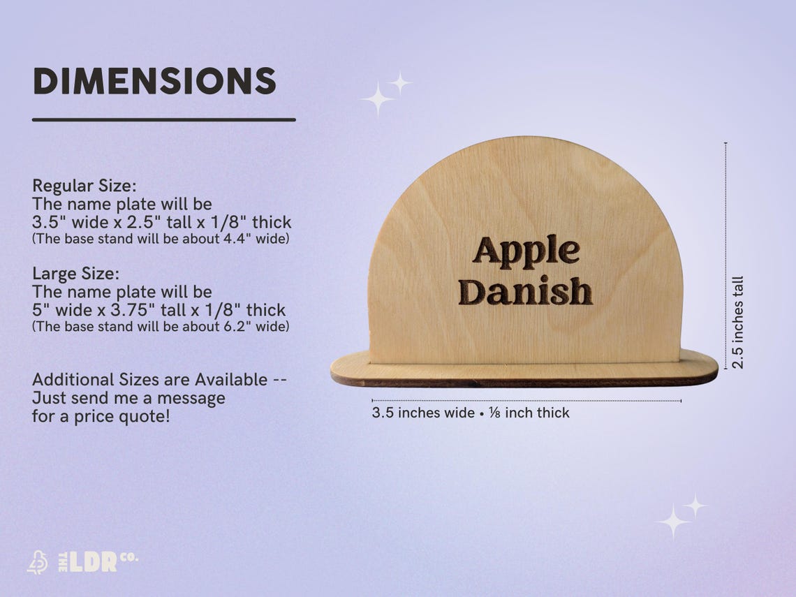 Custom Wood Arch Label Signs With Stand | Engraved Labels | Buffet Food ...