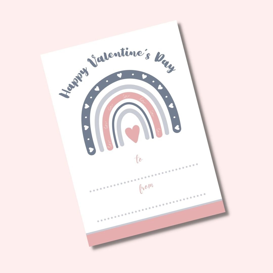Rainbow Printable Valentine's Cards / Kids Valentine Cards / Boho ...